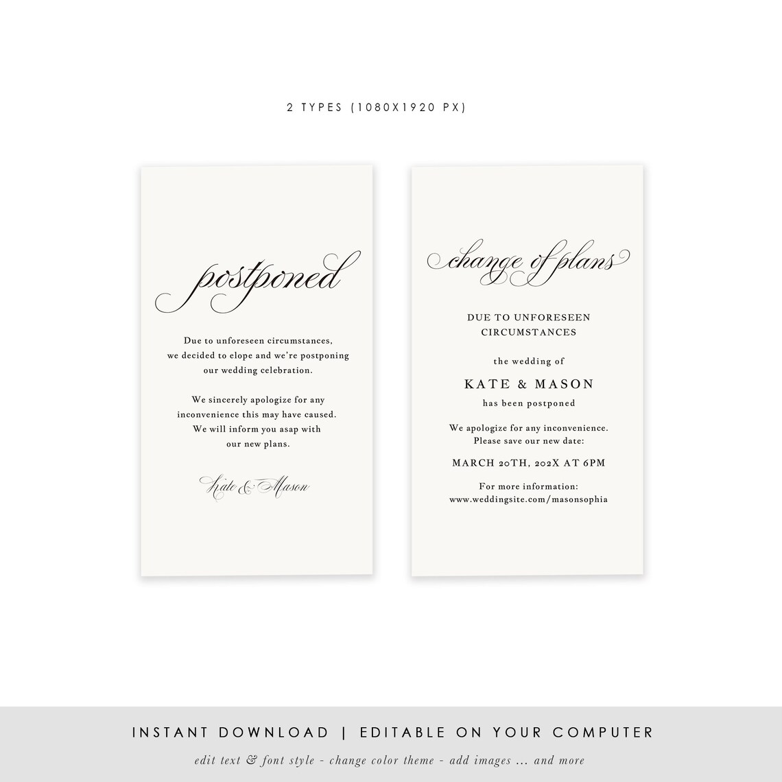 Postponed Wedding Invitation Template Evite New Wedding Plan - Etsy