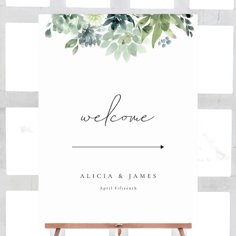 Succulents Welcome Arrow Sign Template Printable Wedding | Etsy