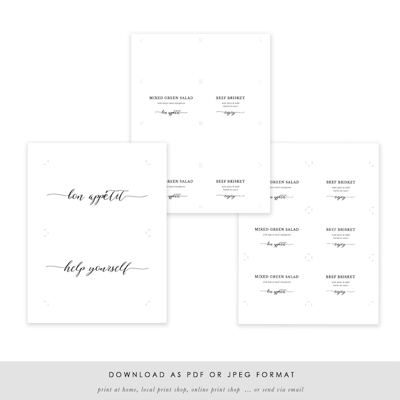 Printable Buffet Label Template Buffet Food Sign Buffet | Etsy