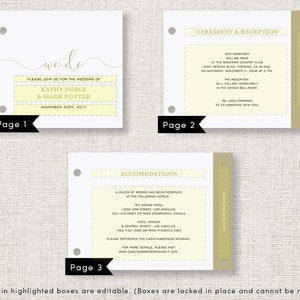 Booklet Invitation Set, Printable Wedding Invitation Template, DIY ...
