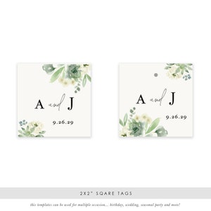 Succulents Wedding Gift Tag Template, Printable Wedding Favor Tag Label ...