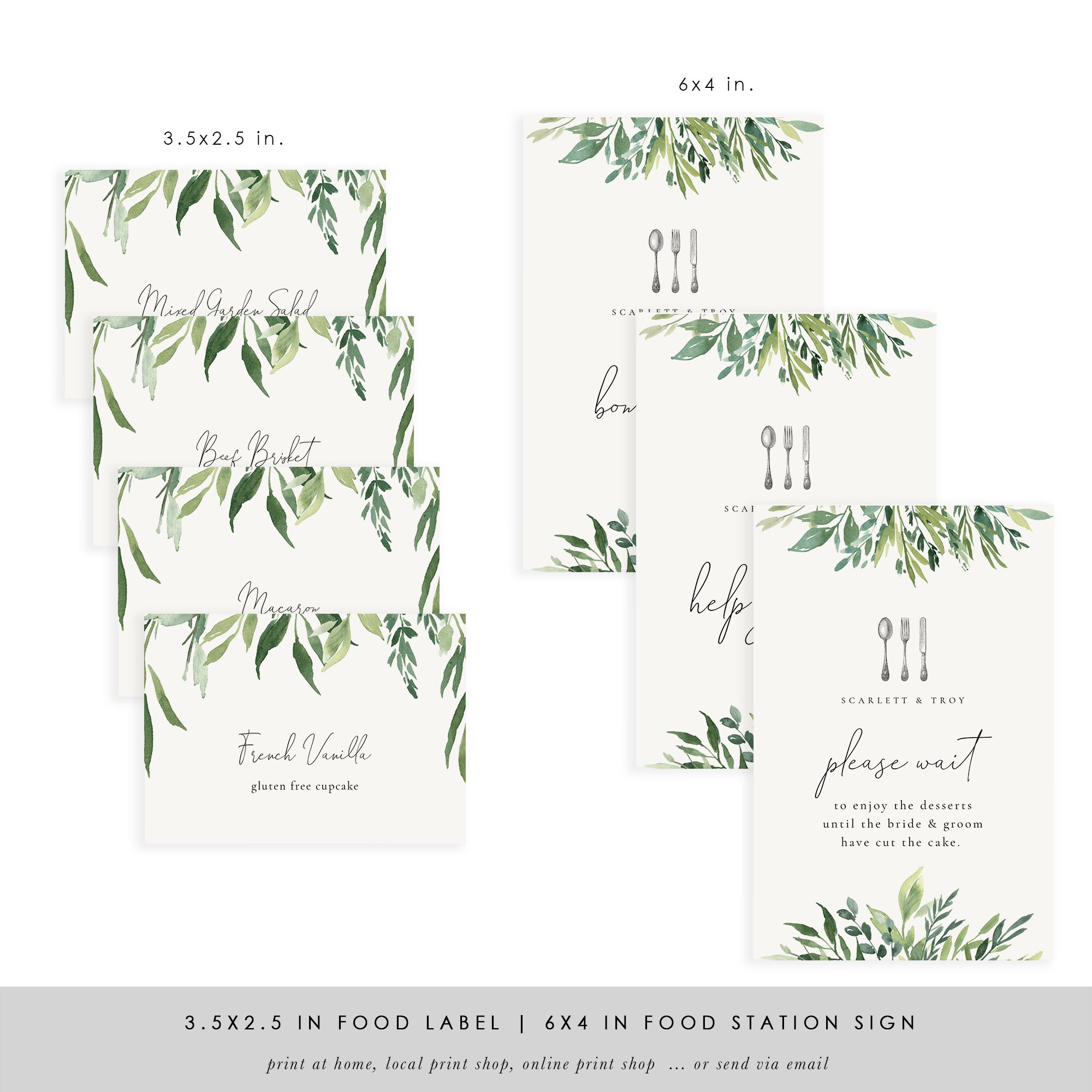 Printable Greenery Branch Buffet Label Template Buffet Food | Etsy