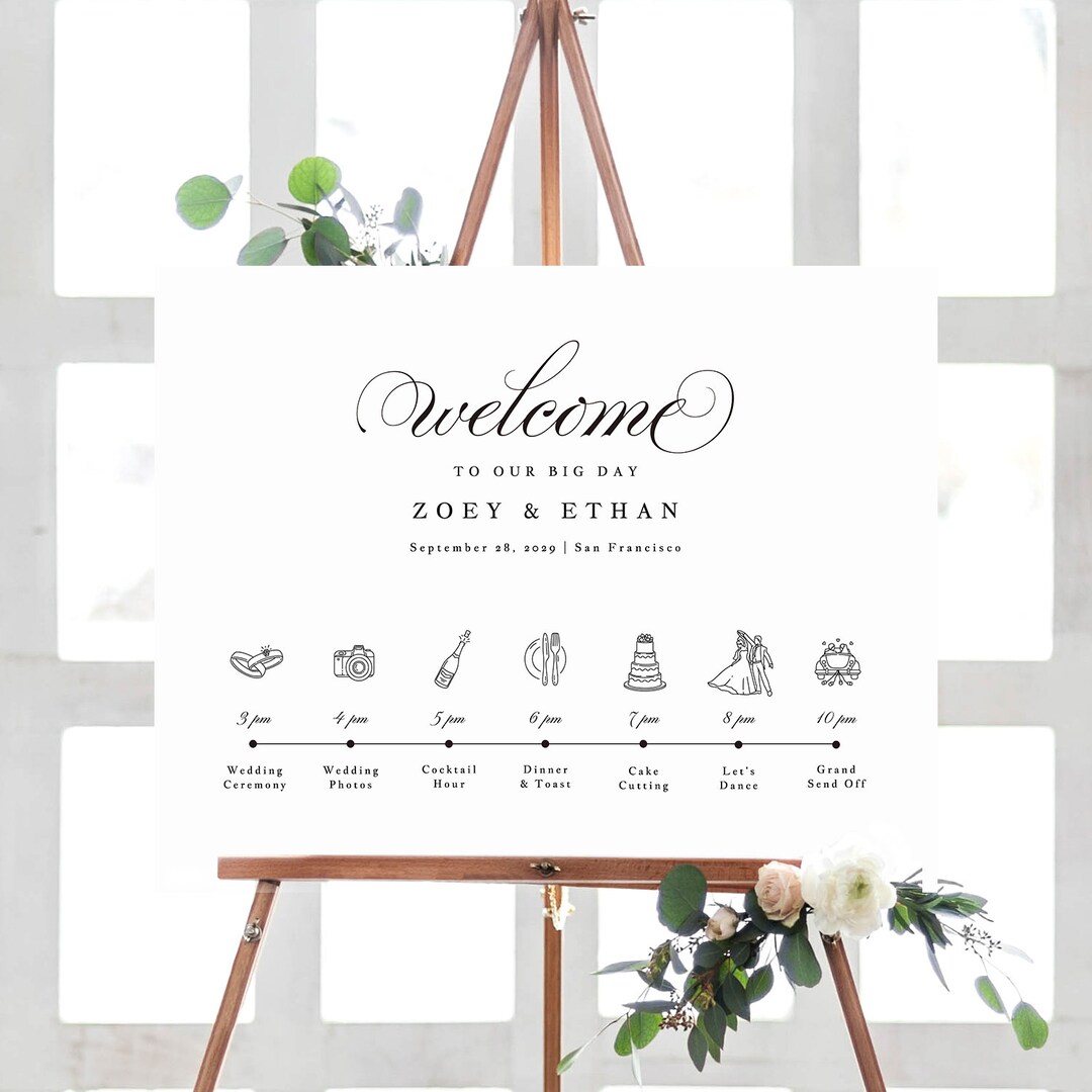 Wedding Icon Timeline Sign Template Wedding Program Sign - Etsy