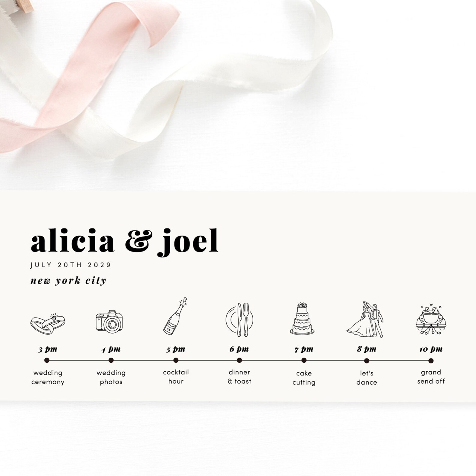 Wedding Timeline Card Order of Events Icon Timeline Wedding - Etsy