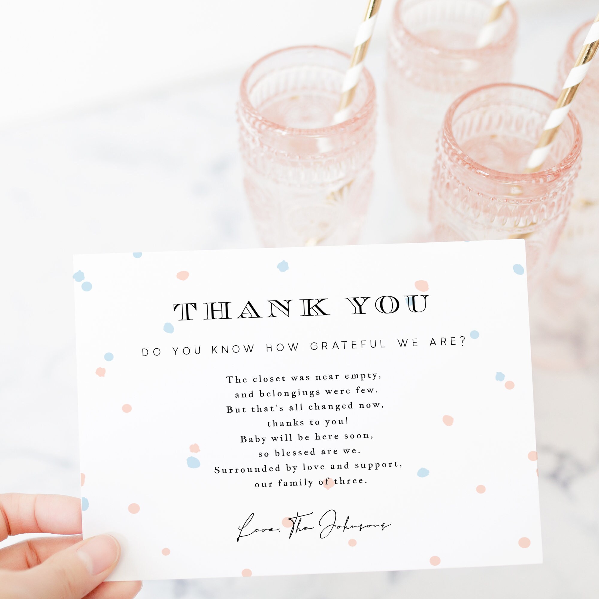 Printable Gender Reveal Party Thank You Card Template | Etsy