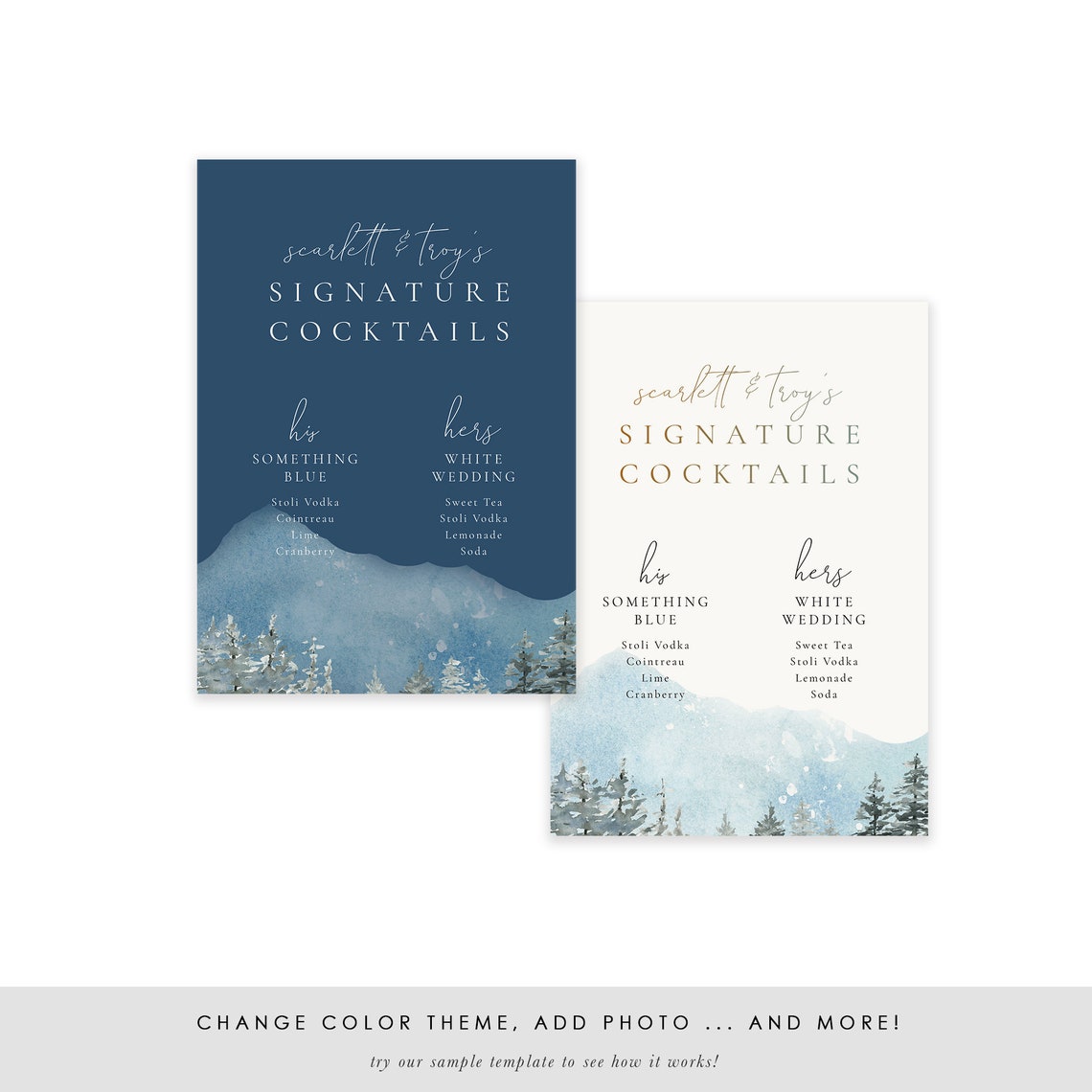 Evergreen Forest Signature Cocktails Sign Template Printable | Etsy