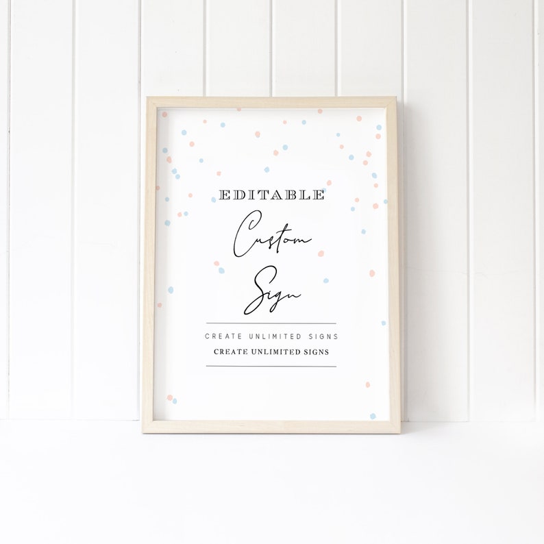 Confetti Multi-purpose Sign Template Gender Reveal Party | Etsy