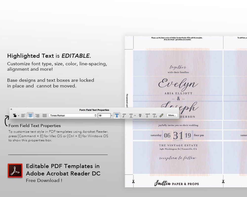 Printable Wedding Invitation Template Wedding Invitation Set - Etsy