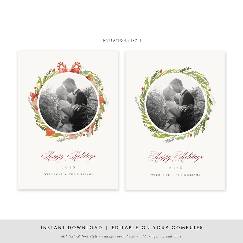 Printable Christmas Card PDF Holiday Card Template Templett - Etsy