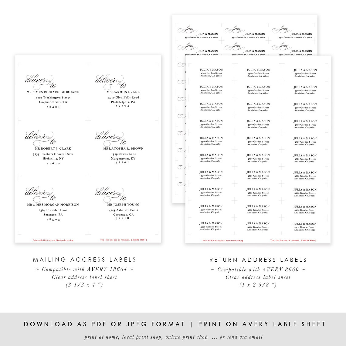 AVERY Address Label Template Avery18664 Clear Mailing Address - Etsy