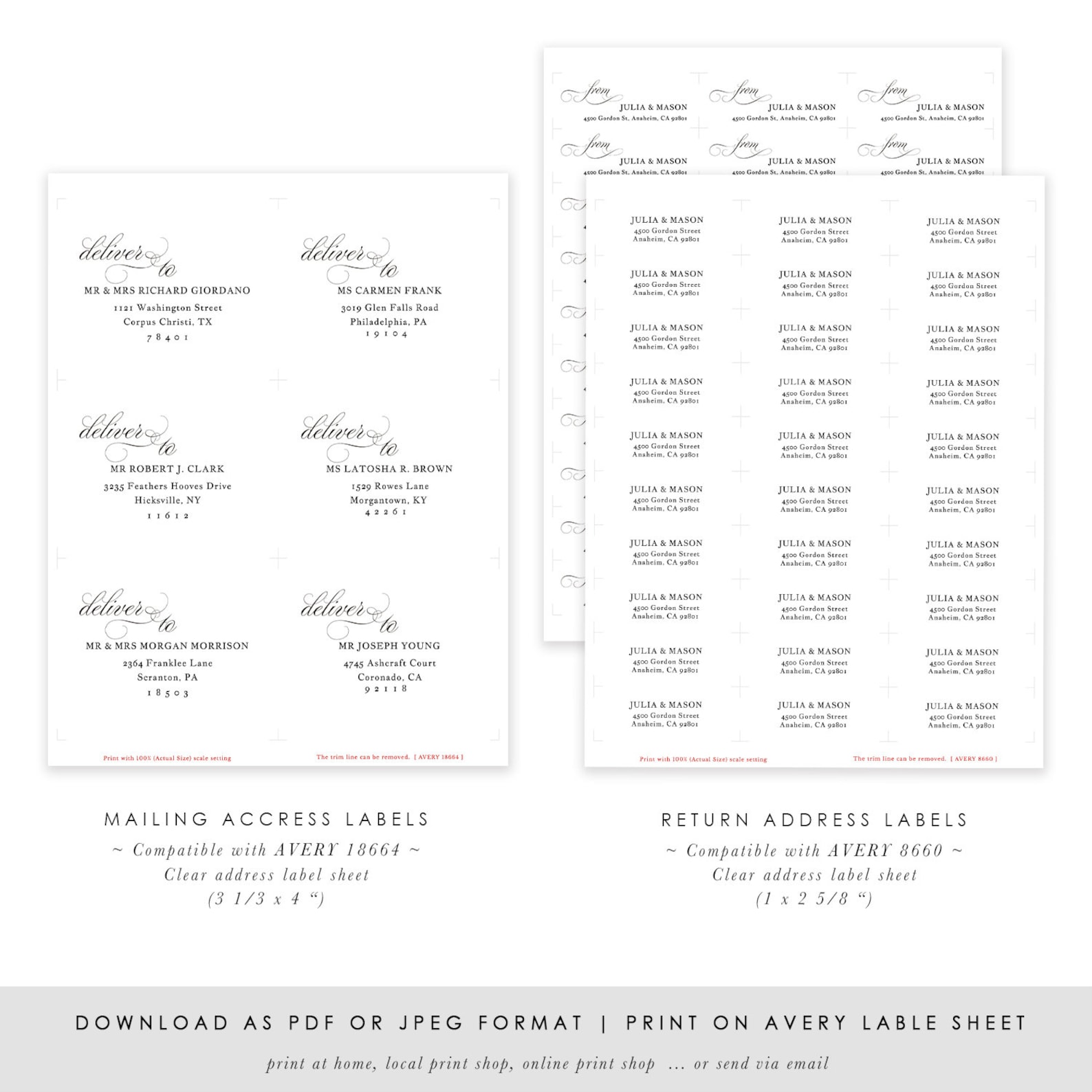 AVERY Address Label Template Avery18664 Clear Mailing Address - Etsy
