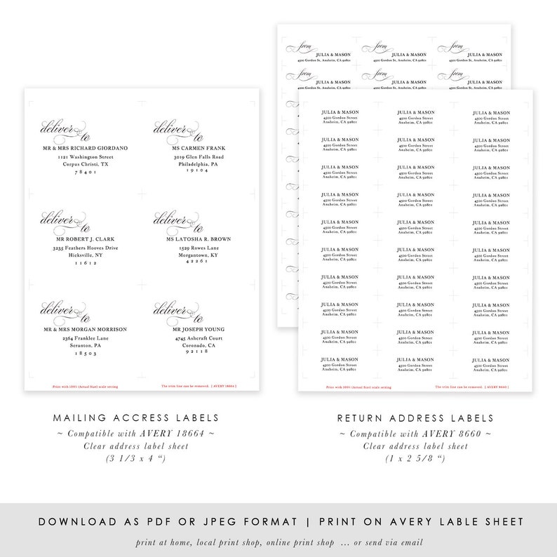 AVERY Address Label Template Avery18664 Clear Mailing Address - Etsy