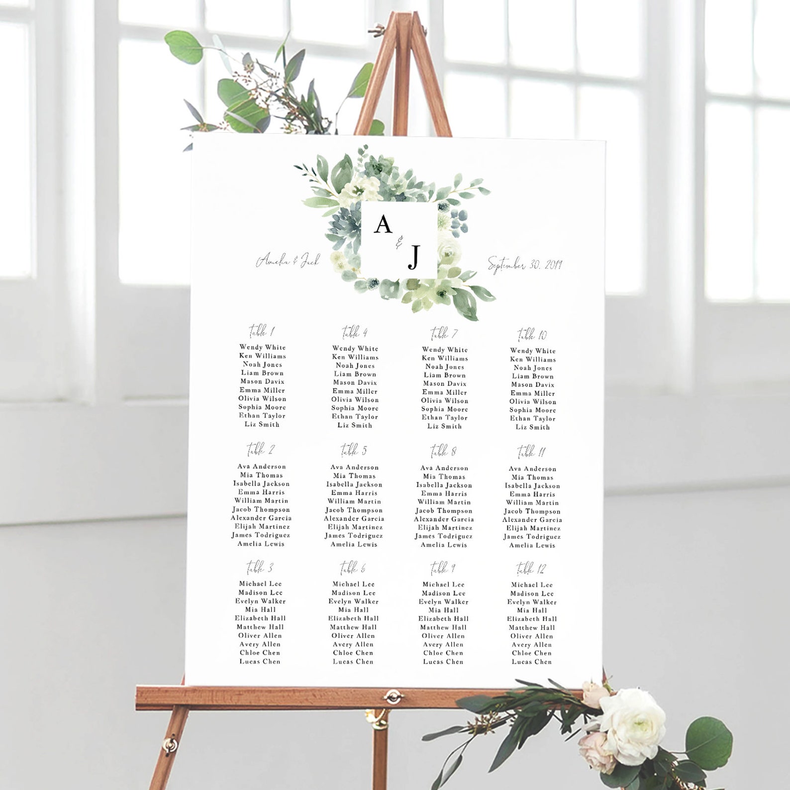 Succulents Wedding Seating Chart Template Seating Chart | Etsy