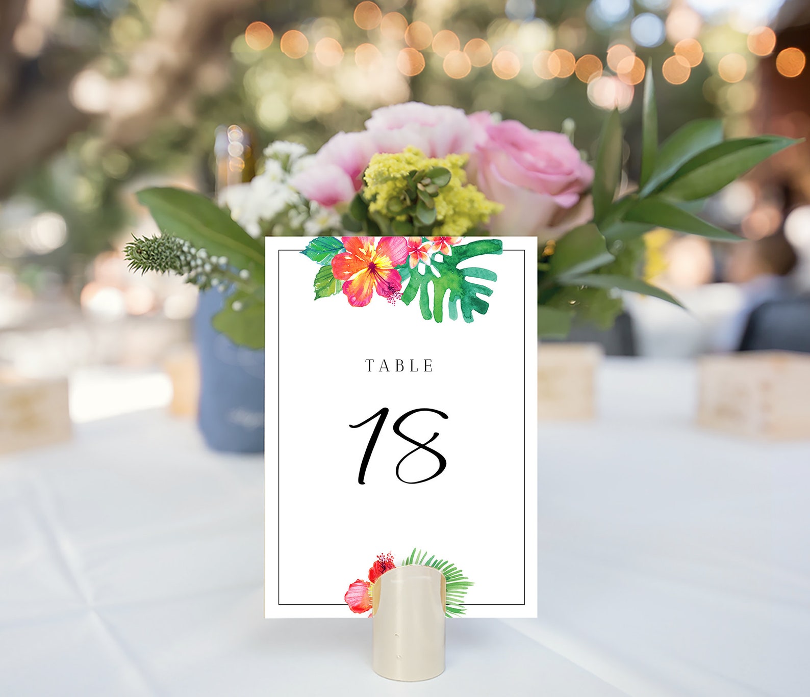 Tropical Flower Table Numbers Template Wedding Table Number | Etsy