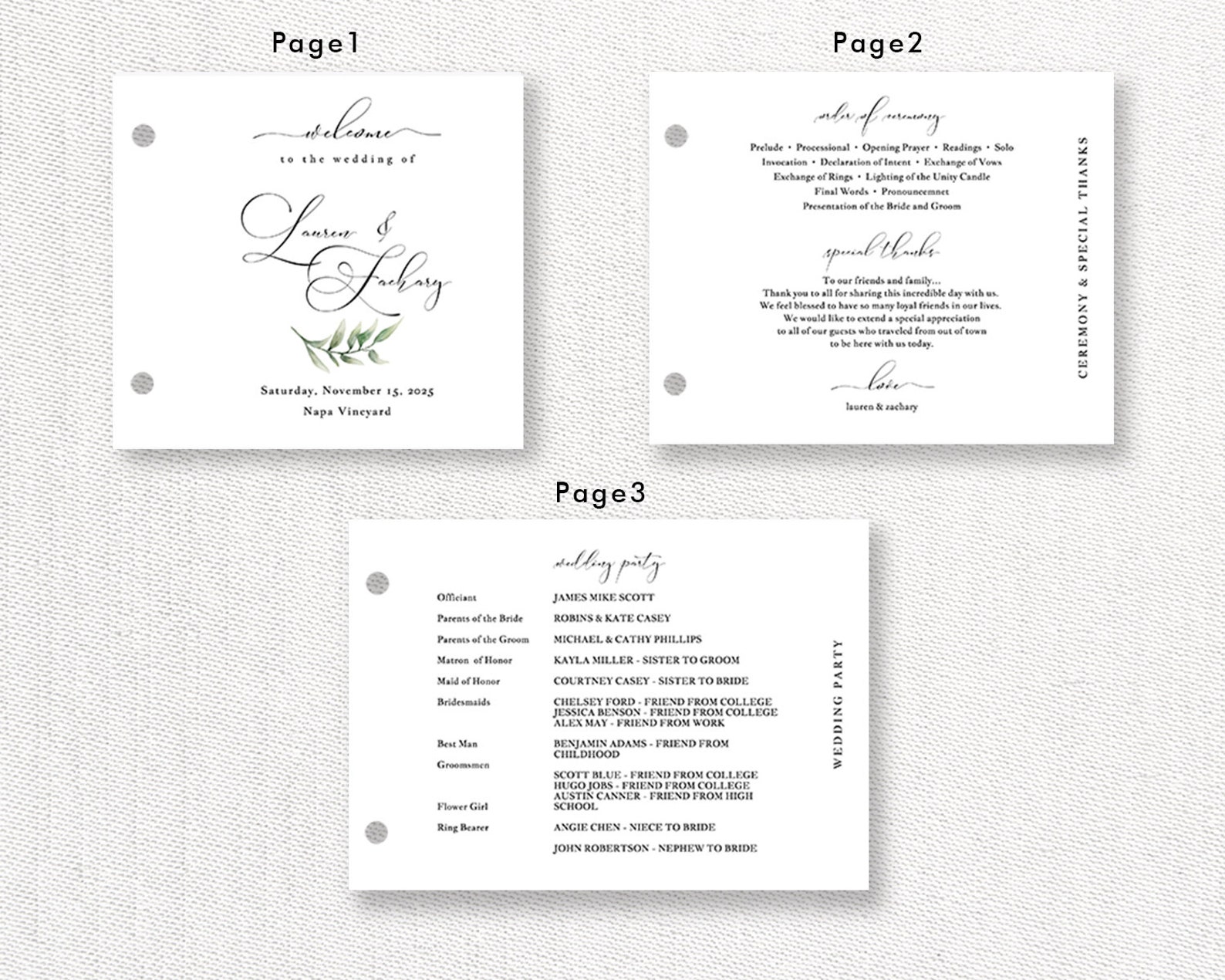 Booklet Wedding Program Template Printable Wedding Program | Etsy
