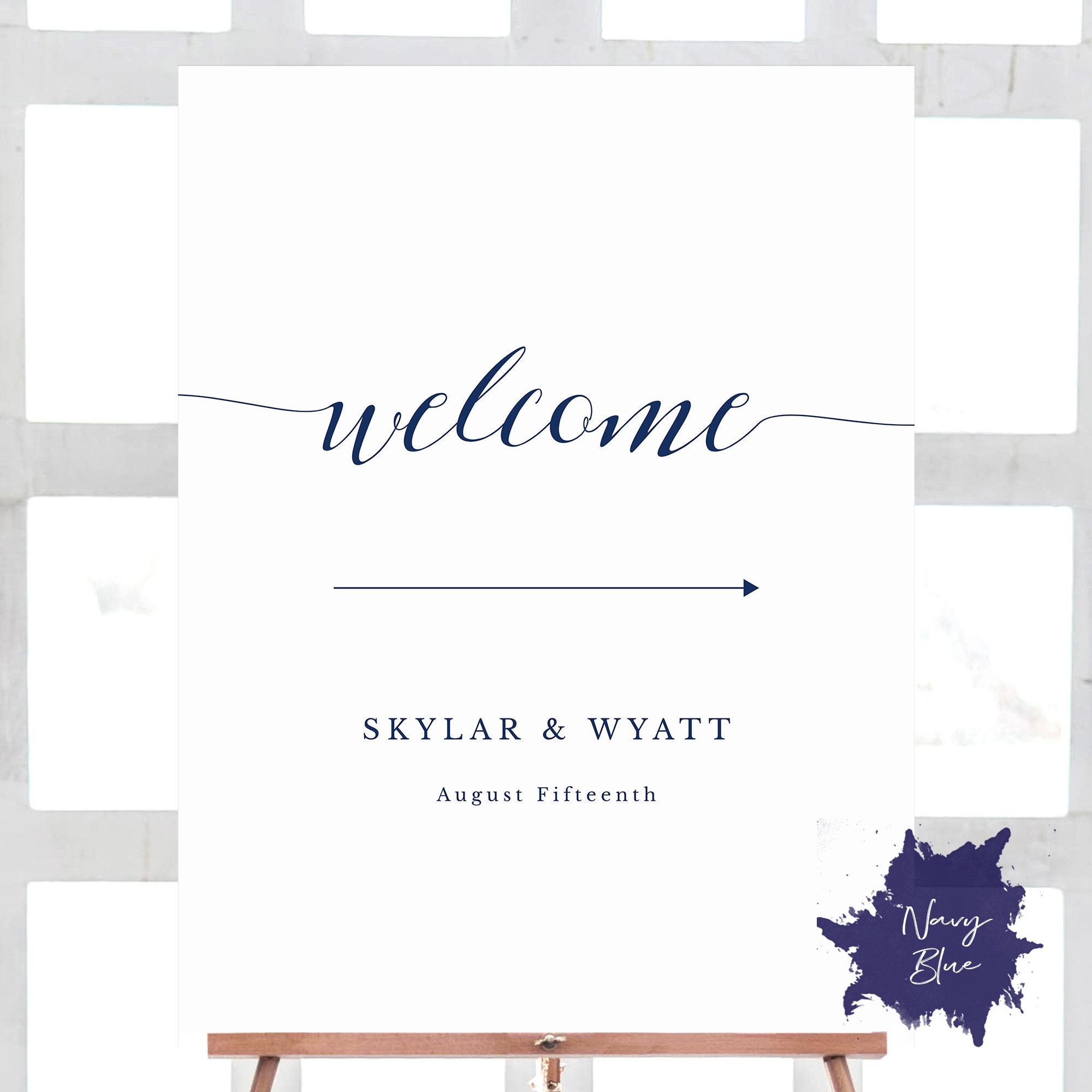 Navy Welcome Arrow Sign Template Printable Wedding Direction - Etsy