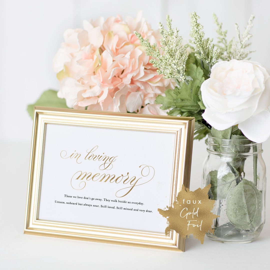 Gold in Loving Memory Sign Template Printable in Memory Sign - Etsy