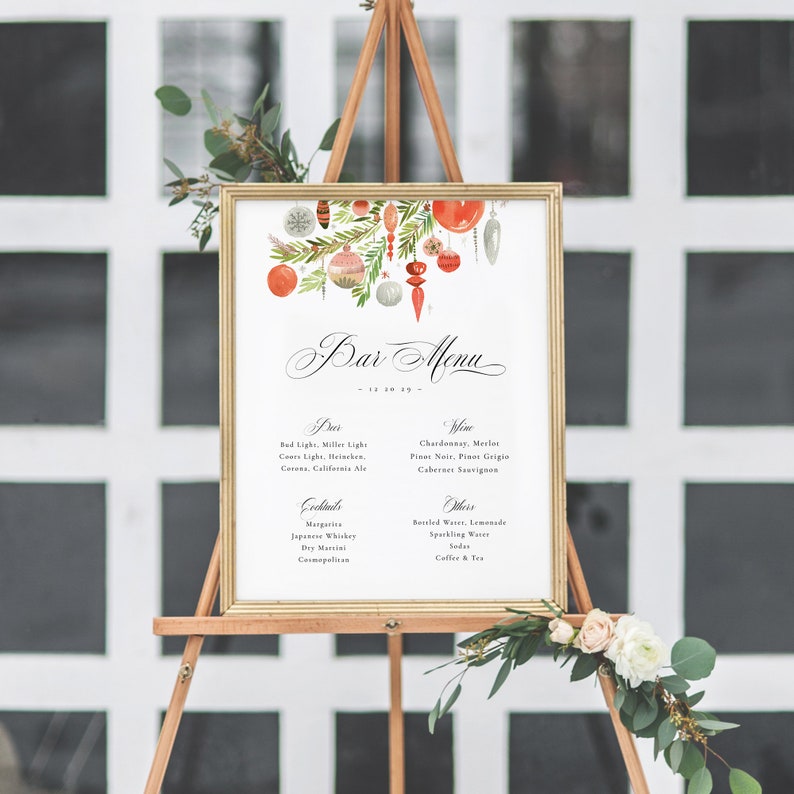 Cristmas Party Bar Menu Sign Template Bar Sign Printable - Etsy