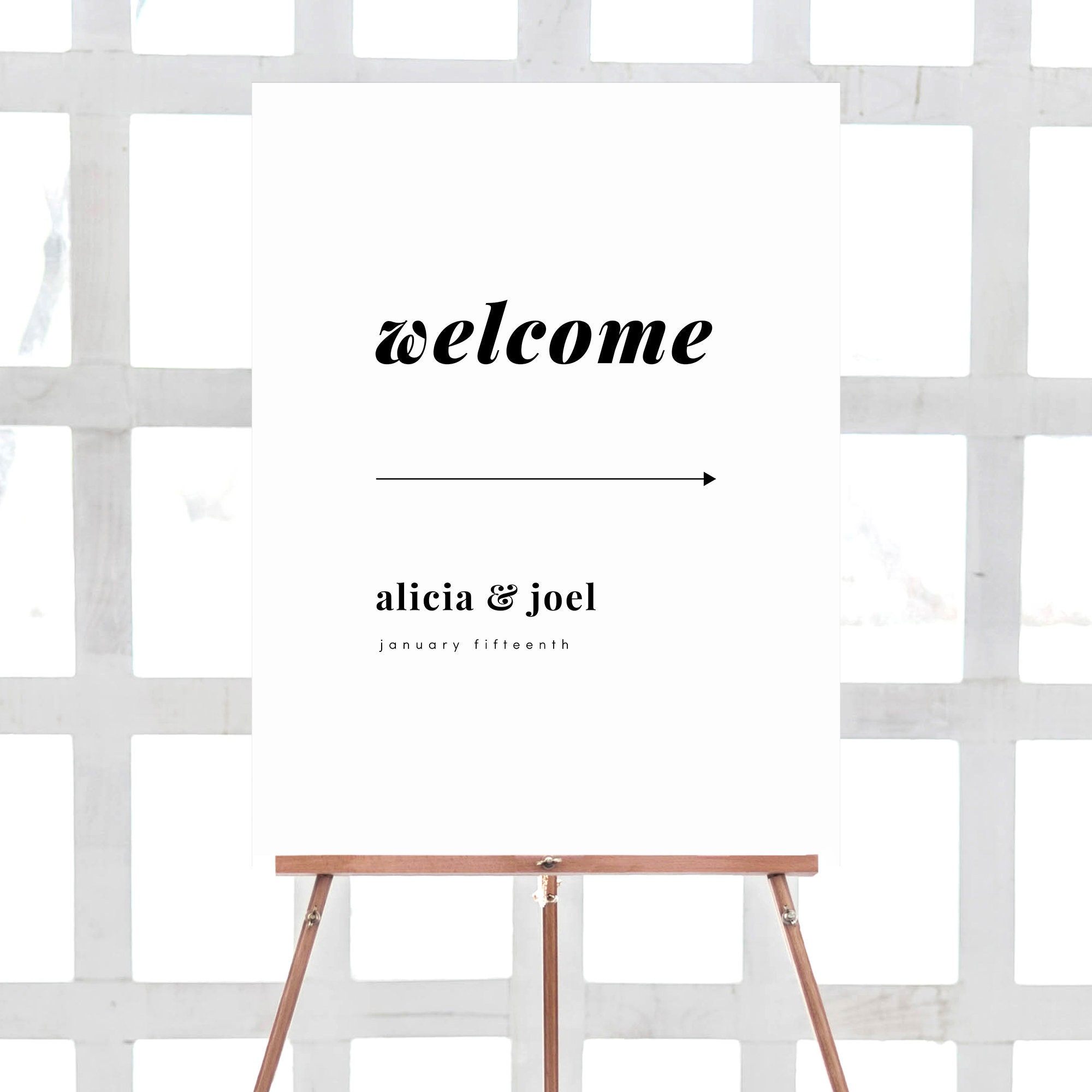 Minimalist Welcome Arrow Sign Template Printable Wedding | Etsy