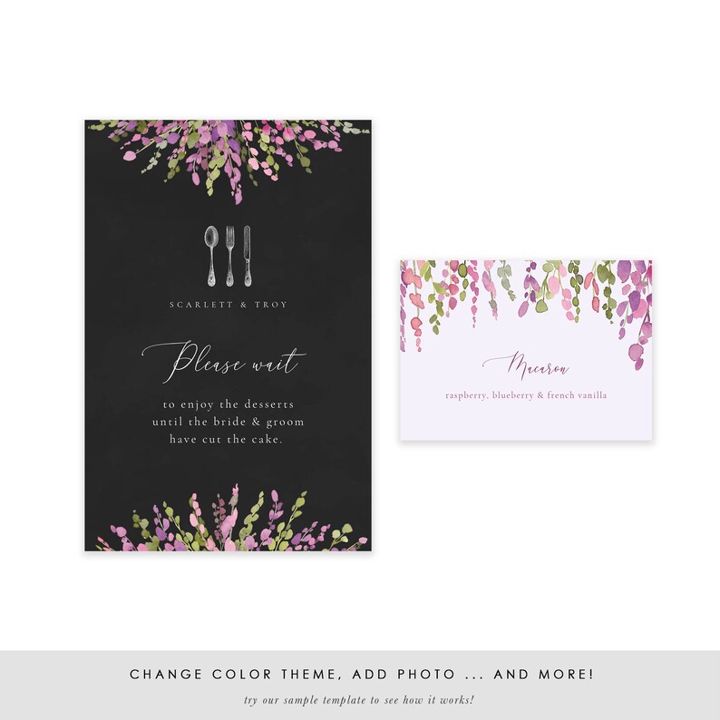 Printable Purple Flower Buffet Label Template Buffet Food | Etsy