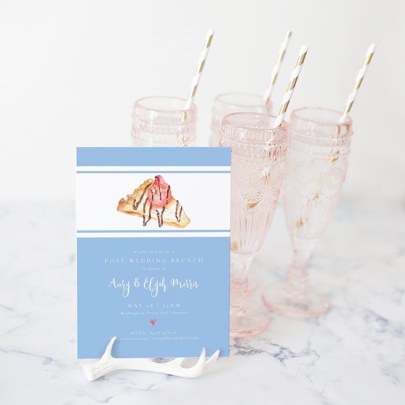 Crepe Wedding Brunch Invitation Template Printable Post | Etsy