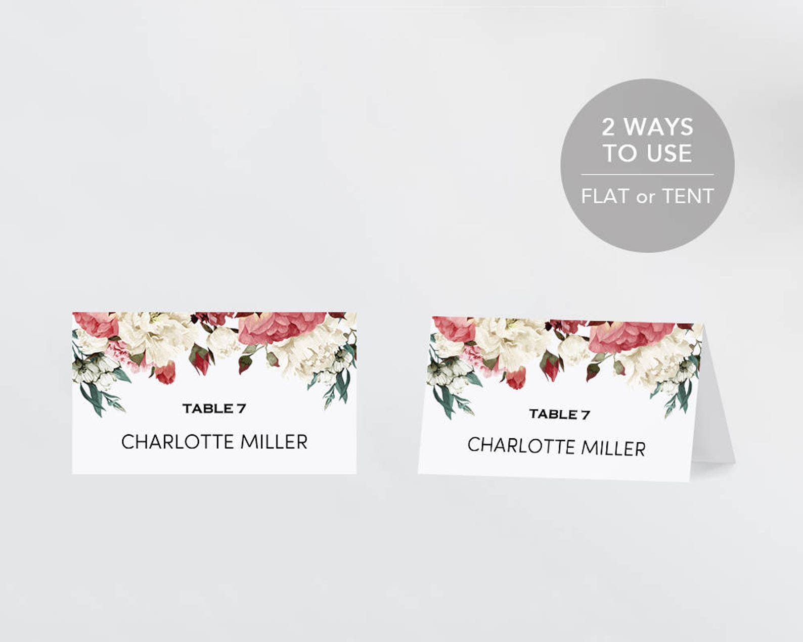 Wedding Place Card Printable Place Card Template Meal Choice - Etsy