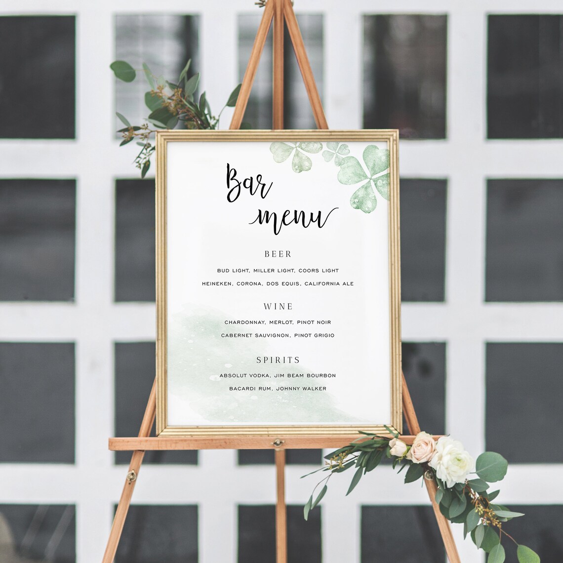Clover Menu Sign Template Bar Sign Printable Wedding Bar - Etsy