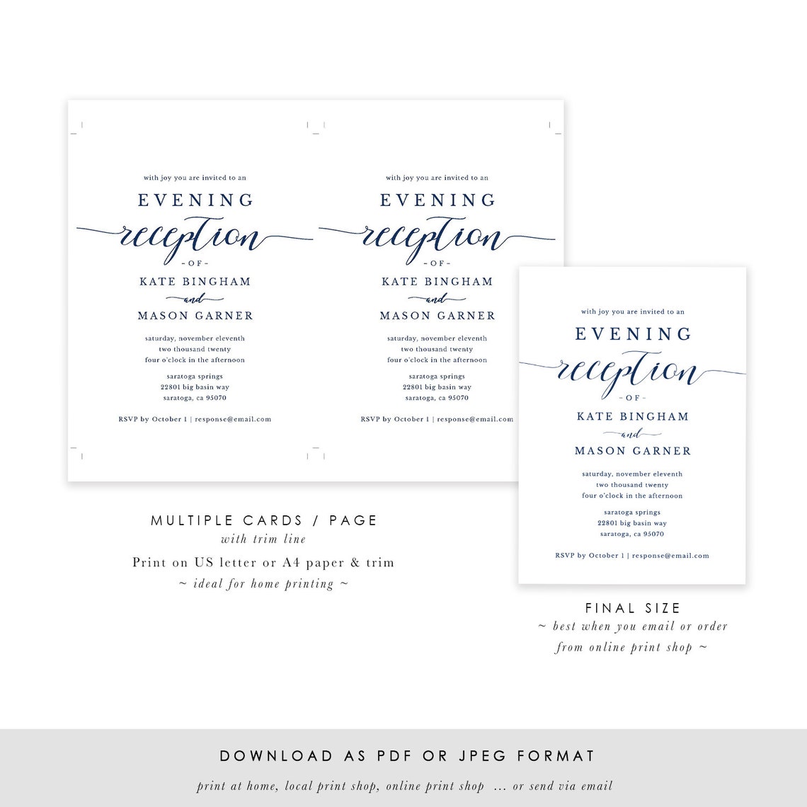 Printable Navy Reception Invitation Template Evening - Etsy