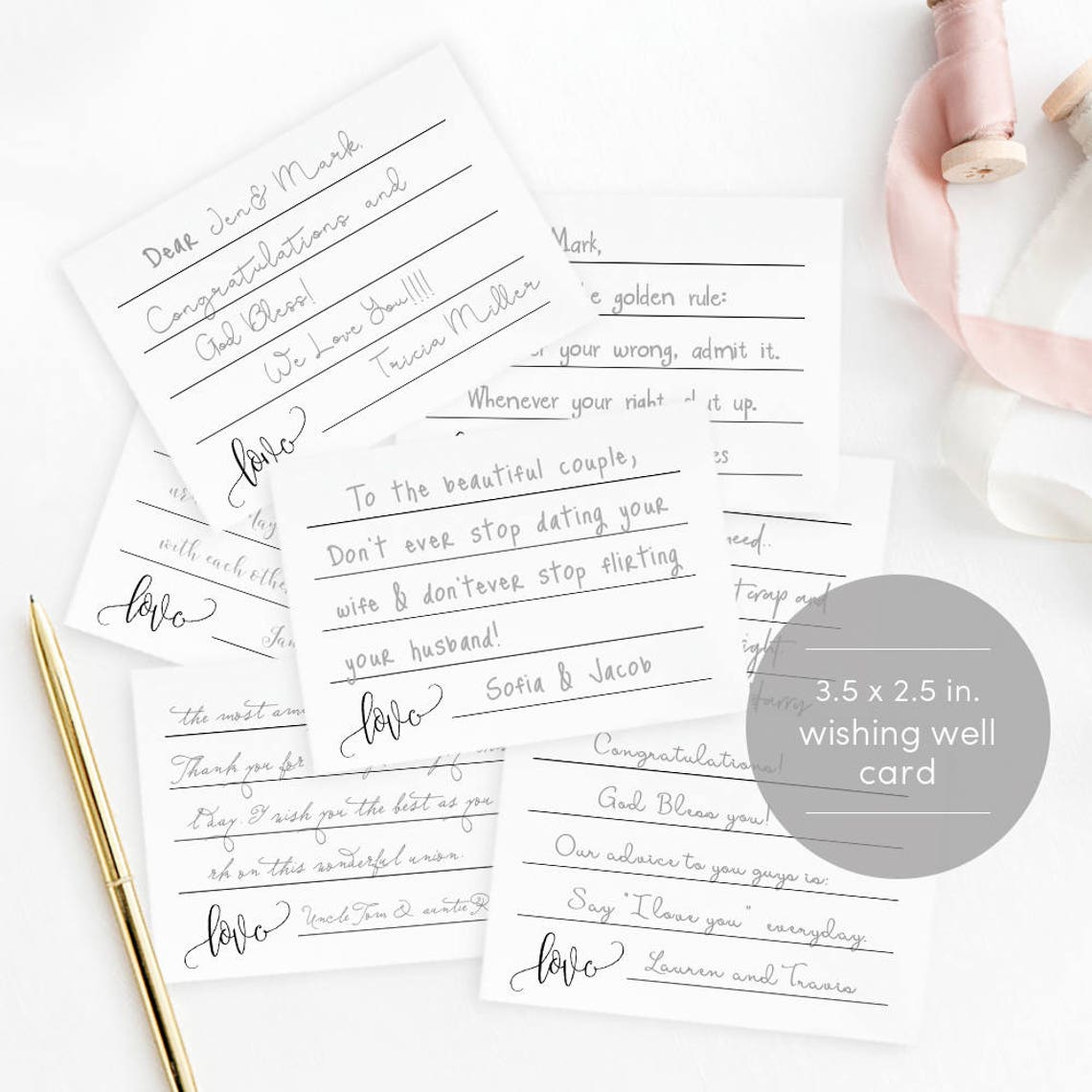 Mini Well Wishes Card Template Well Wishes Printable Wedding | Etsy