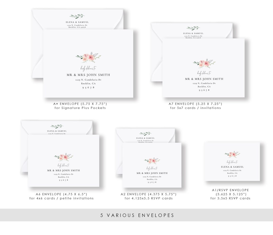 Blush Flower Envelope Template Envelope Printable Modern | Etsy