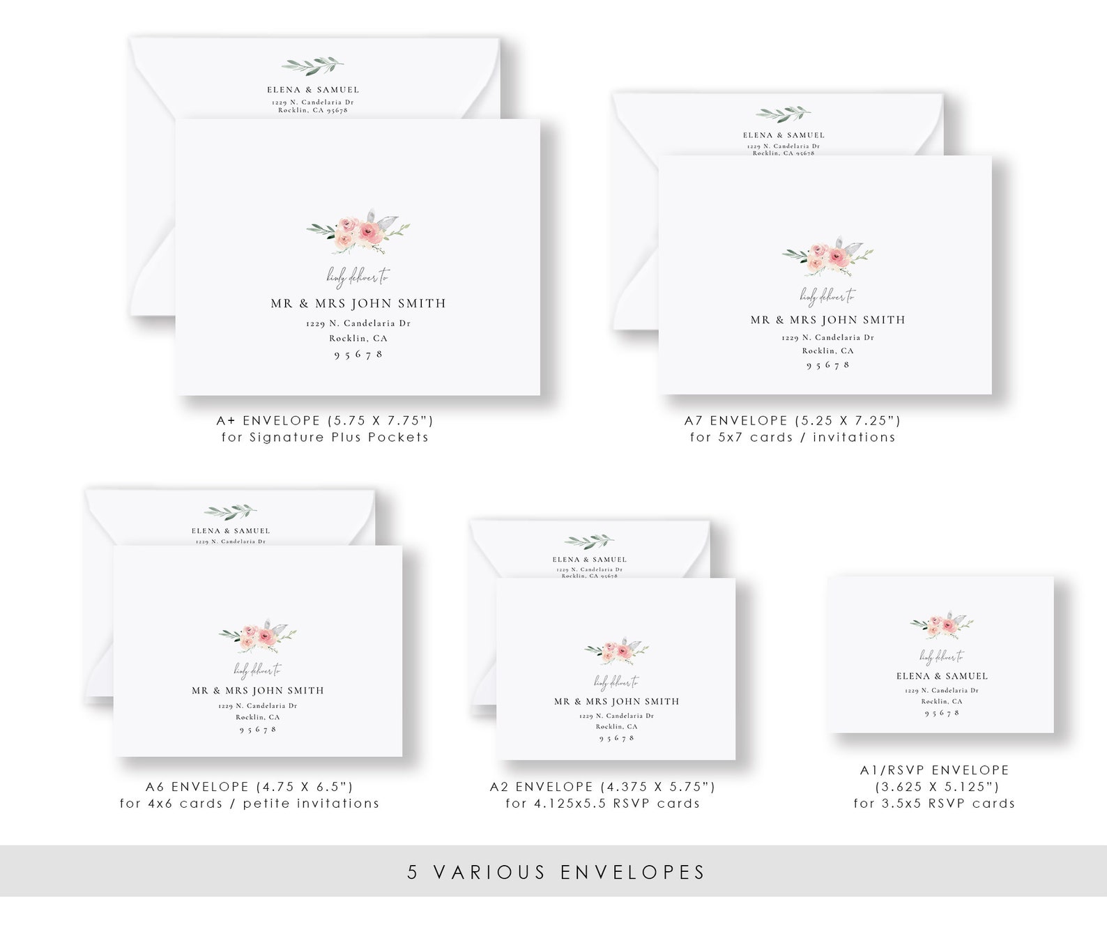 Blush Flower Envelope Template Envelope Printable Modern - Etsy