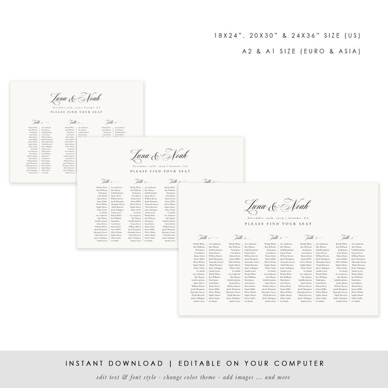 Landscape Wedding Seating Chart Template Seating Chart - Etsy