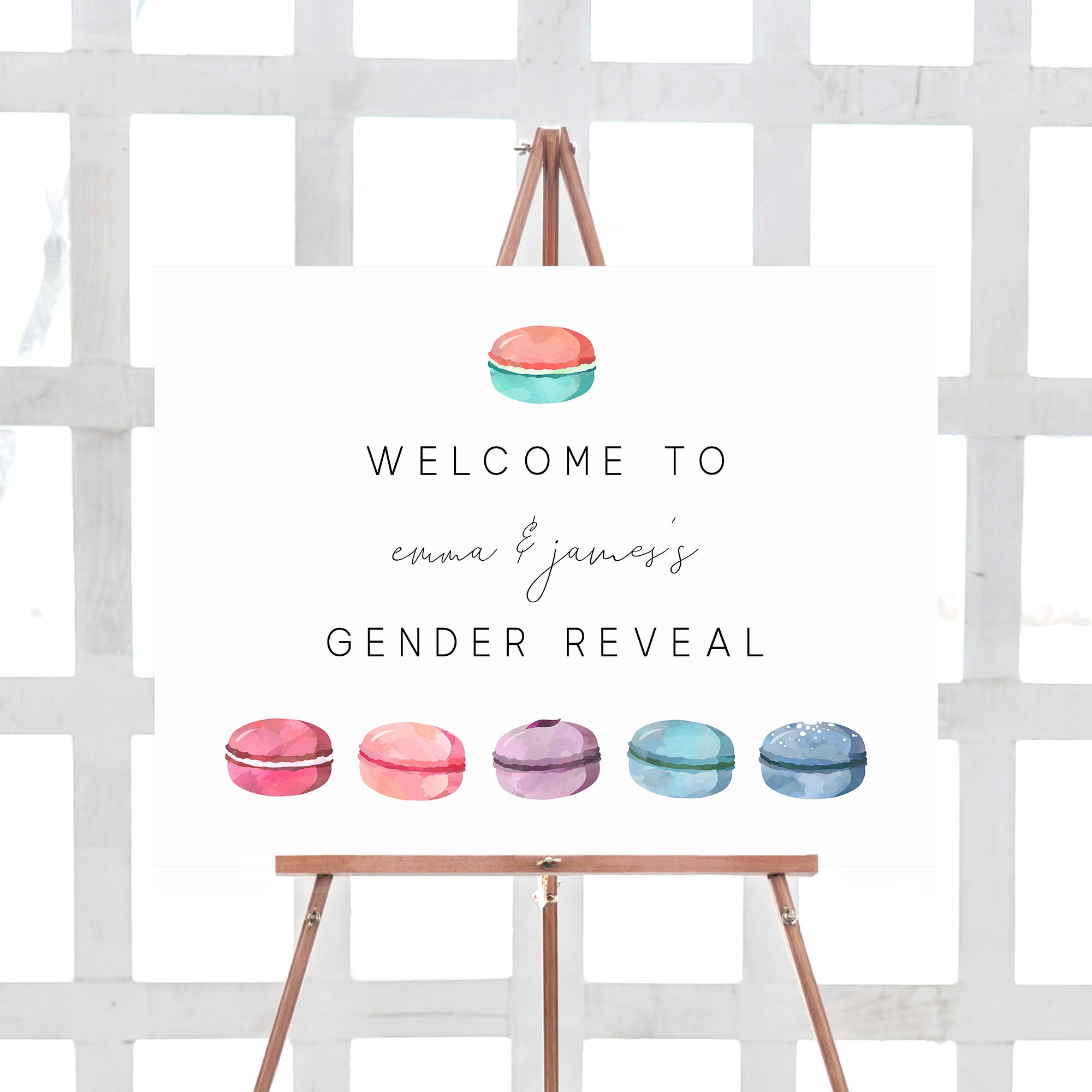 Macaron Welcome Sign Template Gender Reveal Welcome Sign | Etsy