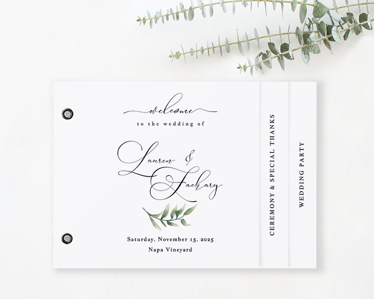 Booklet Wedding Program Template Printable Wedding Program | Etsy