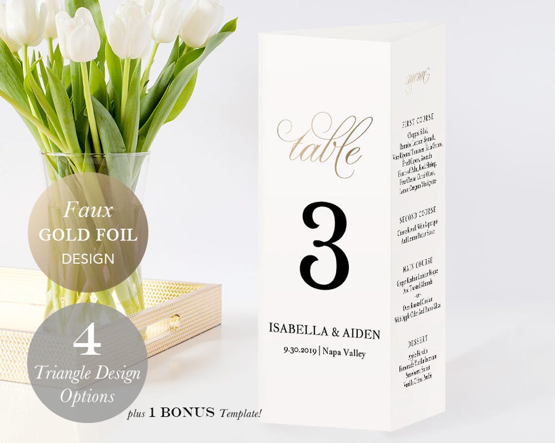 Printable Triangle Table Numbers, Three-sided Table Numbers Menu ...