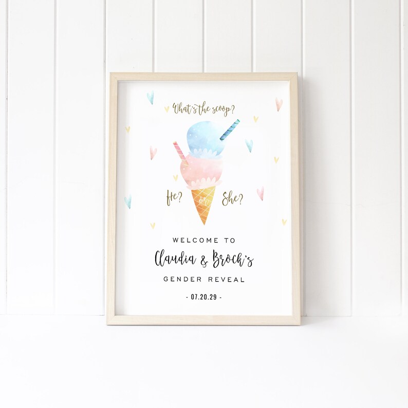Ice Cream Welcome Sign Template Gender Reveal Welcome Sign | Etsy