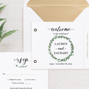 Booklet Invitation Set, Printable Wedding Invitation Template, DIY ...