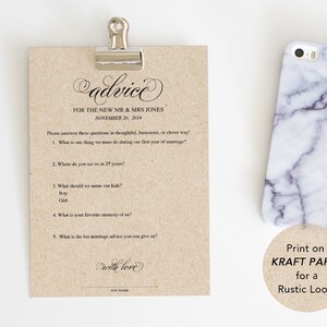 Wedding Advice Card Advice Card Printable Advice Template - Etsy