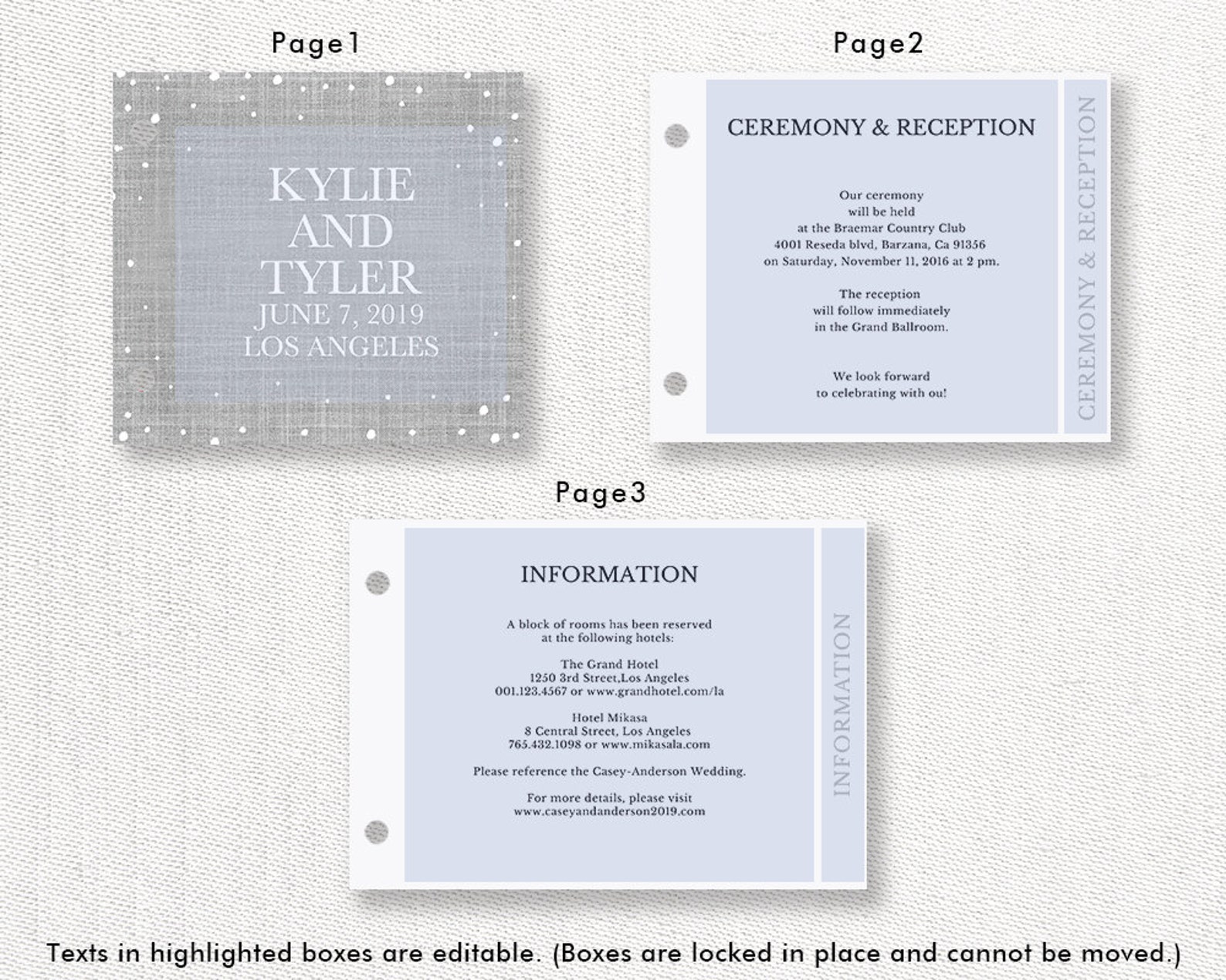 Booklet Invitation Set Printable Wedding Invitation Template - Etsy
