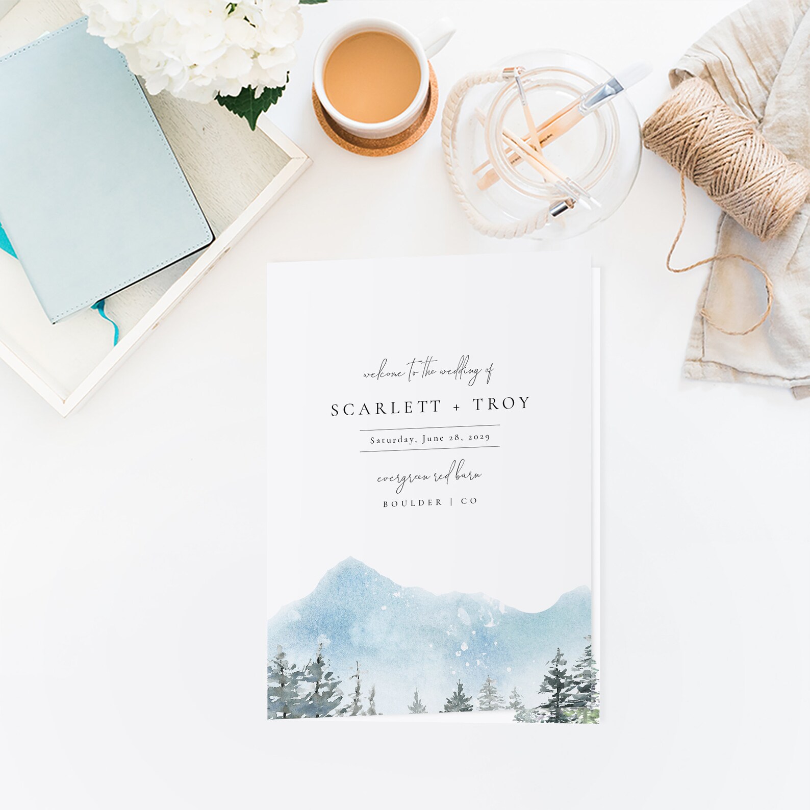 Evergreen Forest Wedding Program Book Template Printable | Etsy