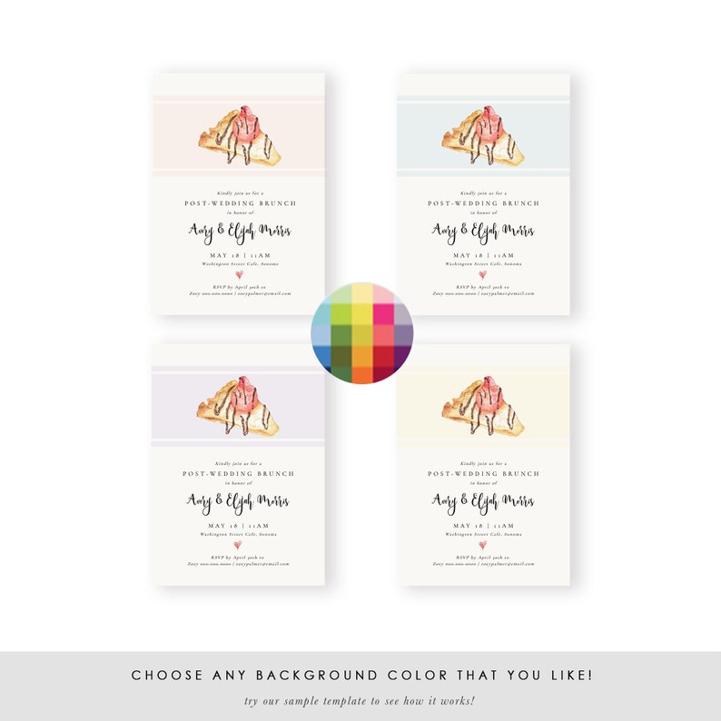 Crepe Wedding Brunch Invitation Template Printable Post | Etsy