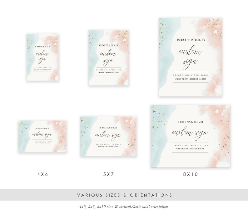 Watercolor Multi-purpose Sign Template Gender Reveal Party | Etsy