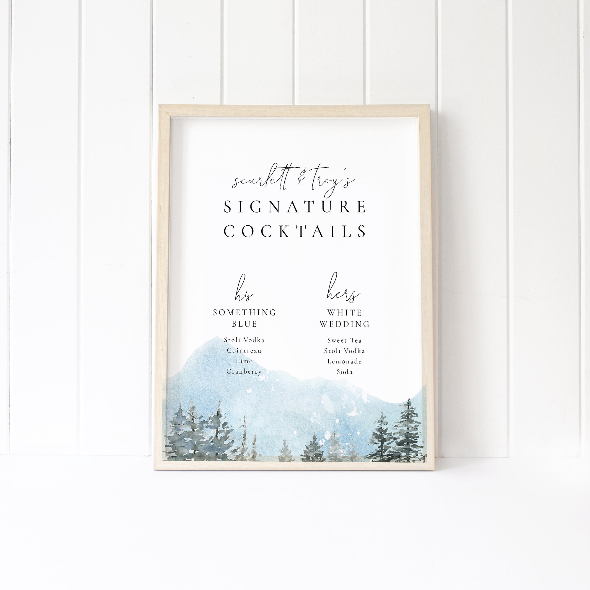 Evergreen Forest Signature Cocktails Sign Template Printable | Etsy