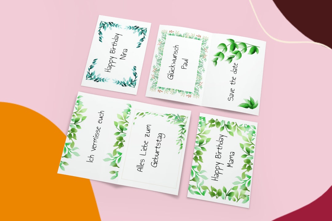 Simple Postcards or Folding Cards With a Plant Pattern to - Etsy