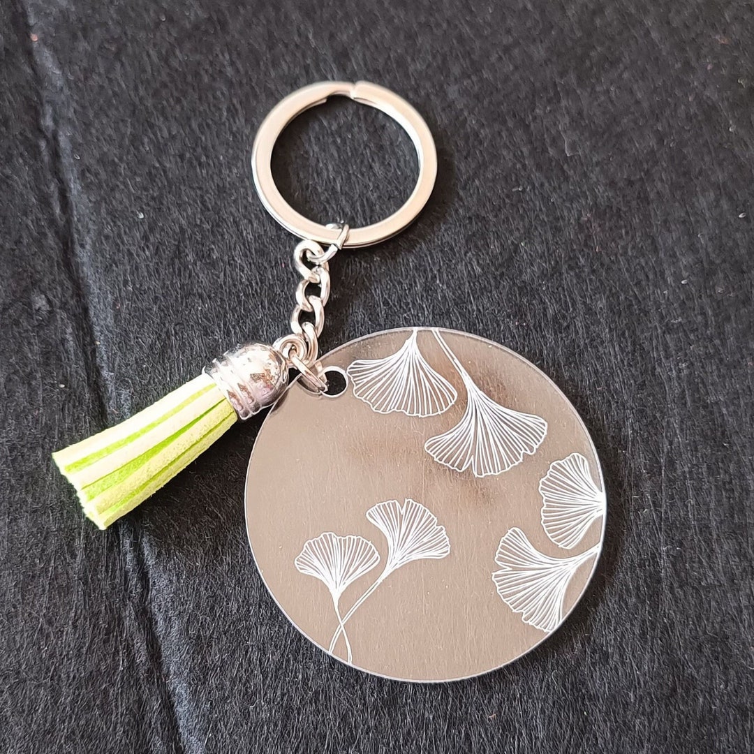 Keyring Engraved Ginkgo Leaves - Etsy