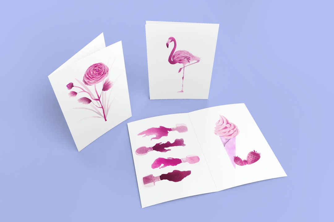Pink Postcards or Folding Cards Individually or in a Set - Etsy