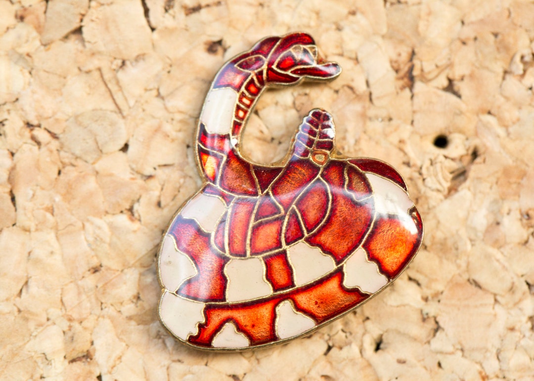 Vintage Rattlesnake Hard Enamel Snake Lapel Pin Back Small Retro ...