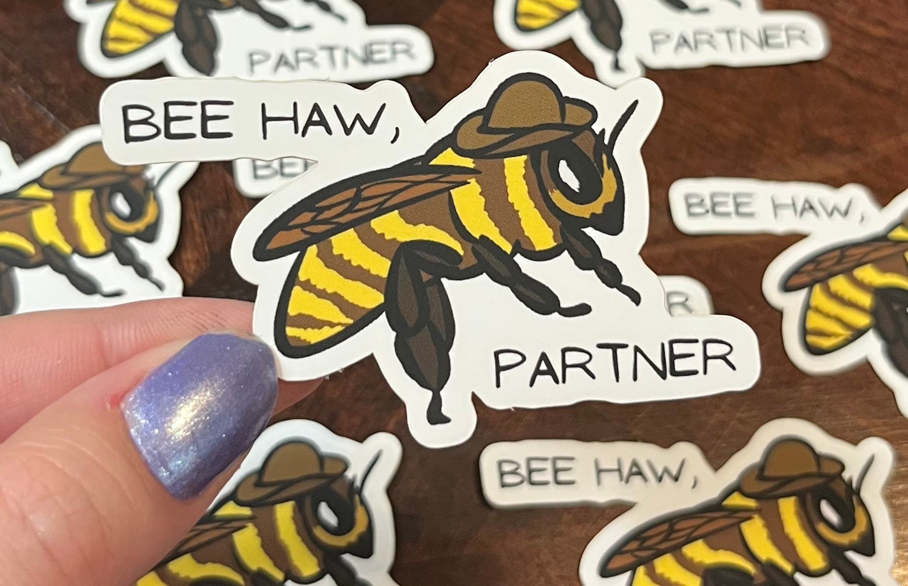 Bee Haw, Partner Sticker | Cowboy Hat | Glossy or Matte Die-cut Shape ...
