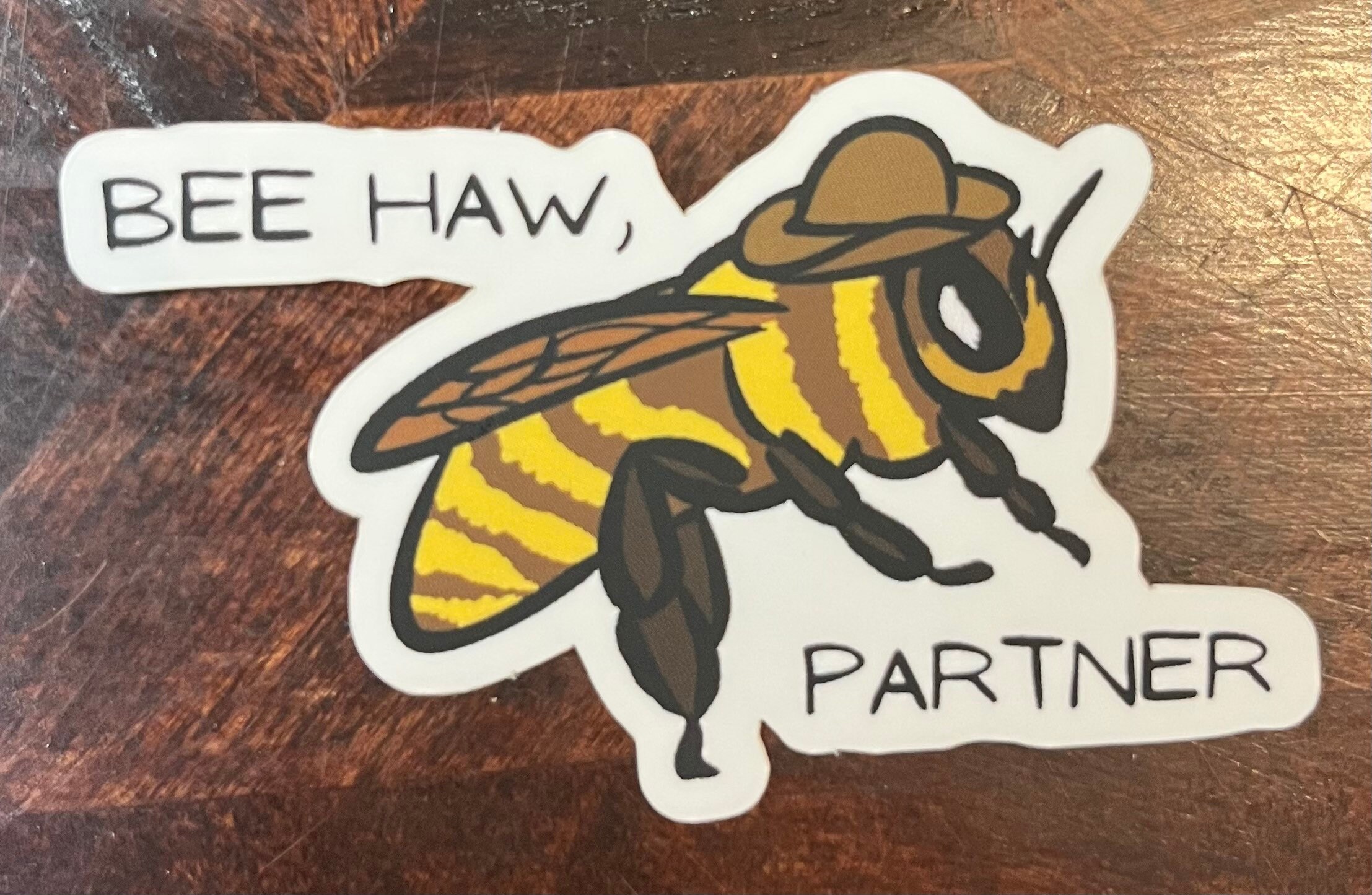 Bee Haw, Partner Sticker | Cowboy Hat | Glossy or Matte Die-cut Shape ...