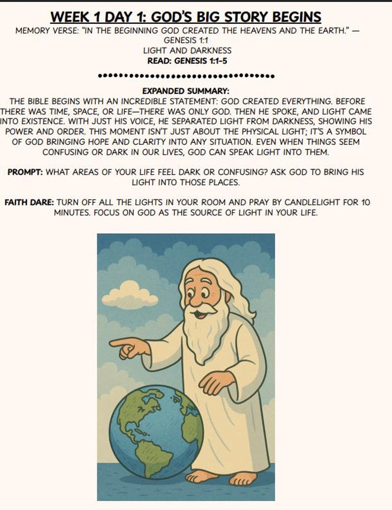 10-week Faith Adventure for Kids Printable Bible Study Workbook: - Etsy